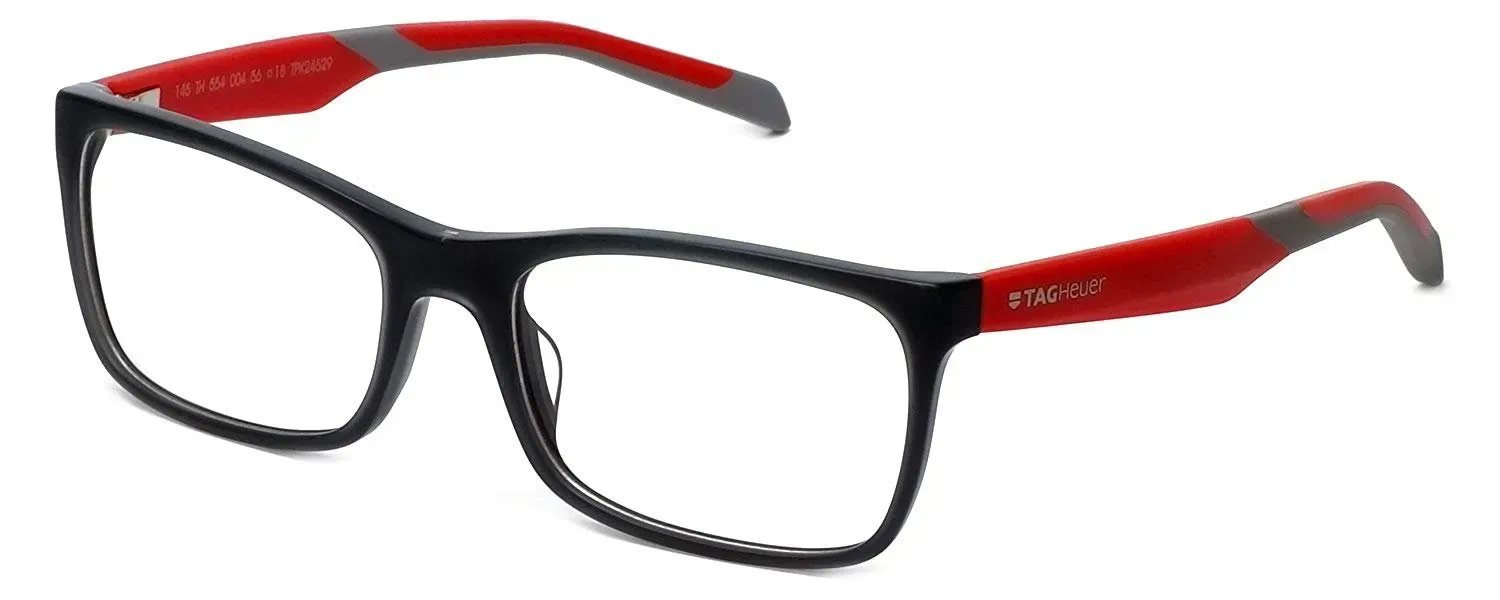 Tag Heuer TH554 004 Eyeglasses Black / Red 56mm Men - lensandluxe.com